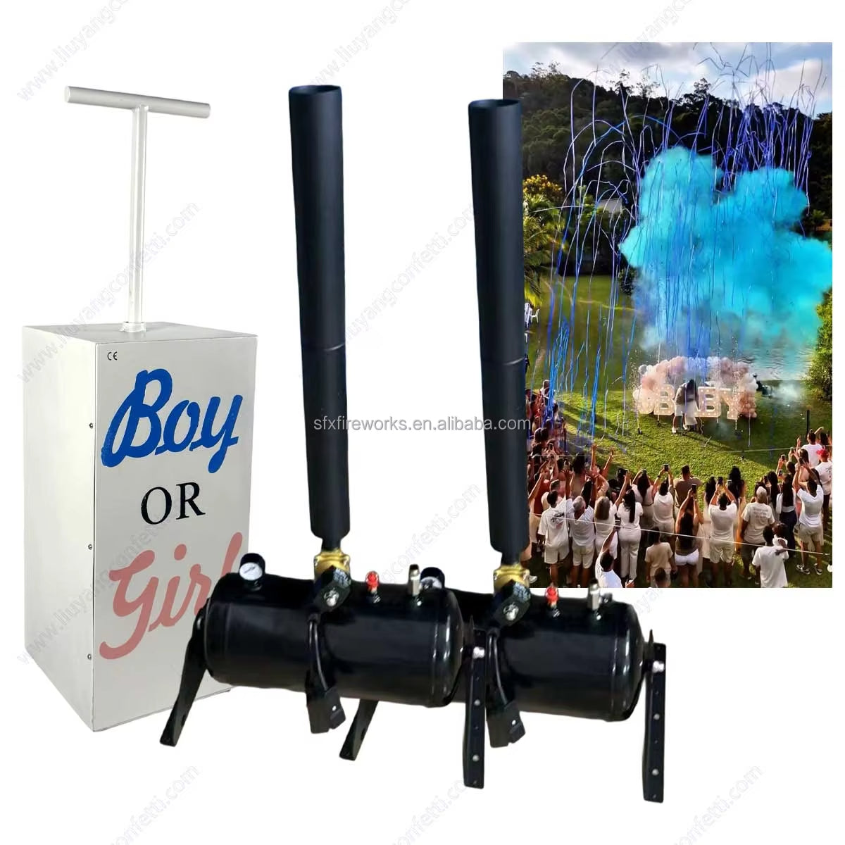 Large Capacity Color Powder Cannon - Dual Control (Manual & Wireless R