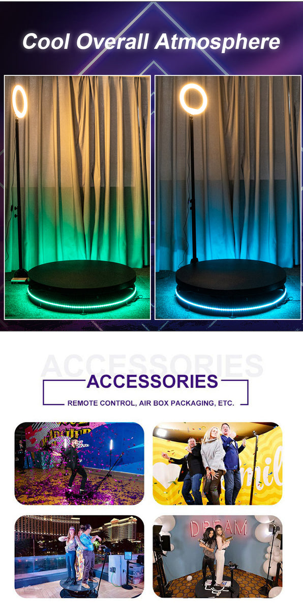 360 Camera Booth Automatic Slow Motion 360 Spin Photo Booth with Rotat